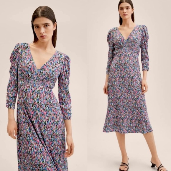 Mango | Dresses | Mango Floral Pleated Dress | Poshmark